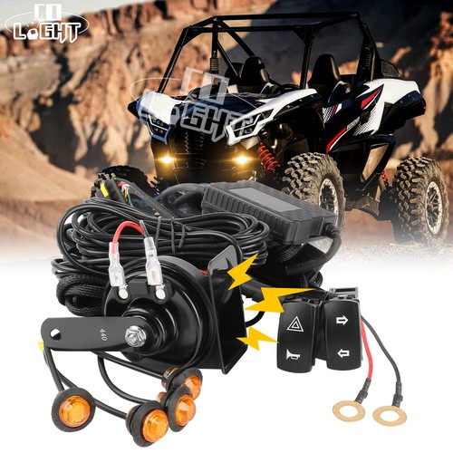 UTV ATV Turn Signal Horn Street Legal Kit w/ Rocker Switch 4PCS LED ...