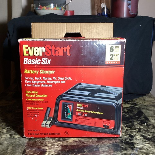 Everstart Basic Six Dual Rate Manual Battery Charger for 6 & 12 Volt ...