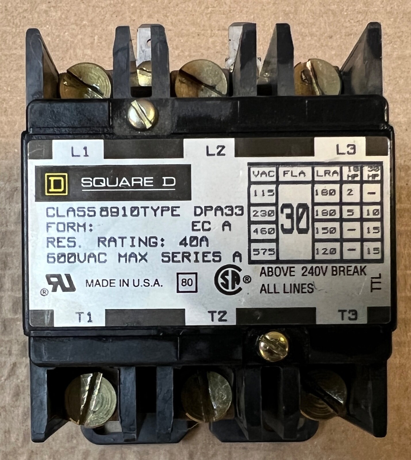Square D 8910 DPA33 Class 8910 Contactor Series A | eBay