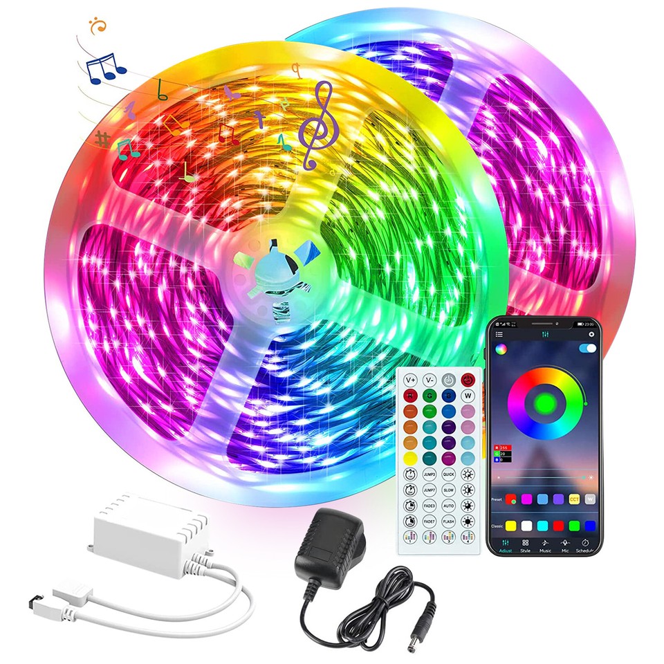 30m LED RGB Strip Set Netzteil 44-Tasten Fernbedienung Streifen ...
