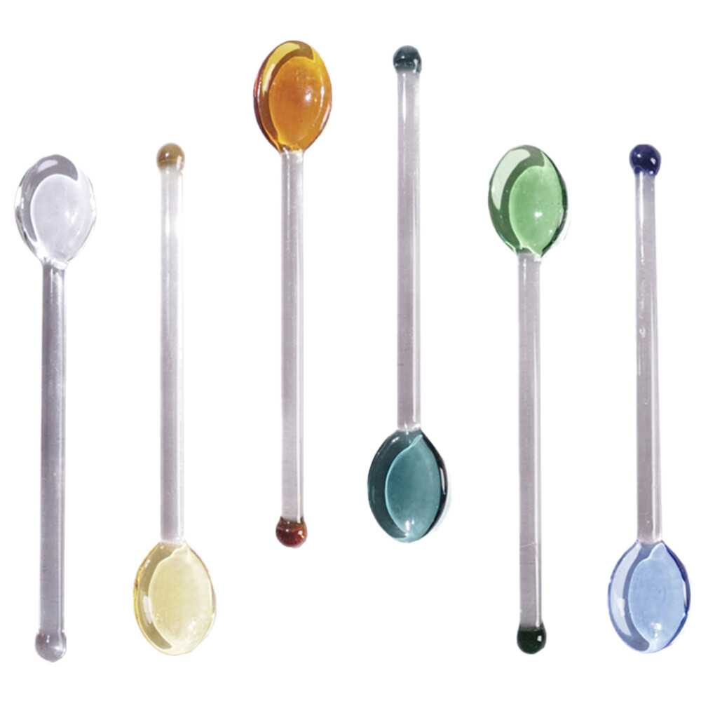 6Pcs glass stirring rods Creative Spoon Gift Ice Cream Spoon Clear ...