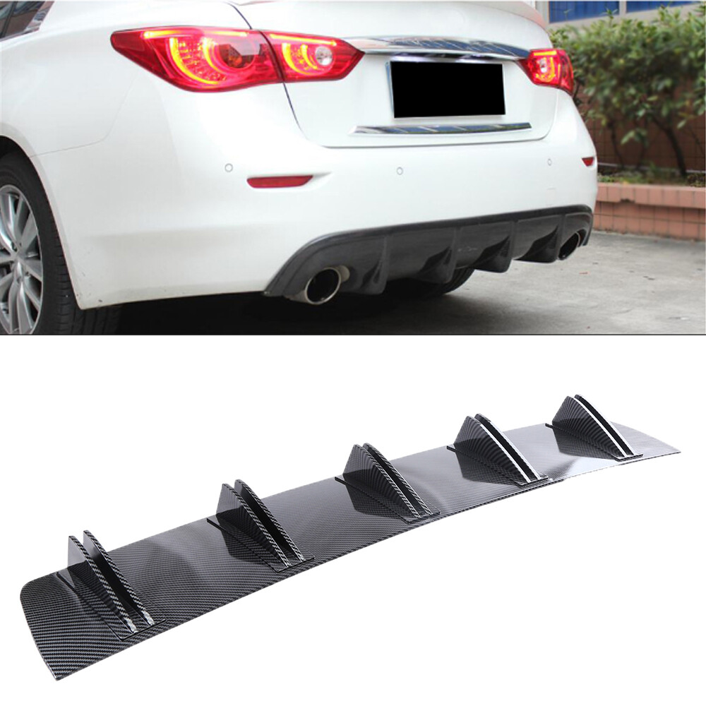 Carbon Fiber Style Car Rear Bumper Lip Shark Fins For Infiniti G37 Q50 ...