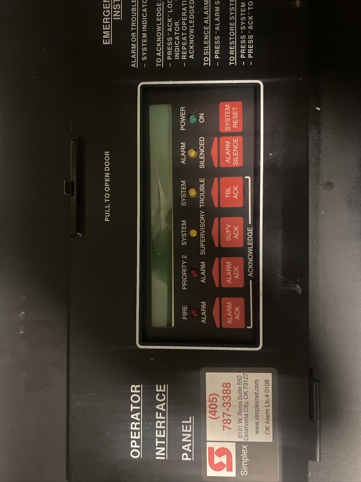 Simplex 4100-8001 Operator Interface Panel for Simplex 4100 Fire Alarm ...