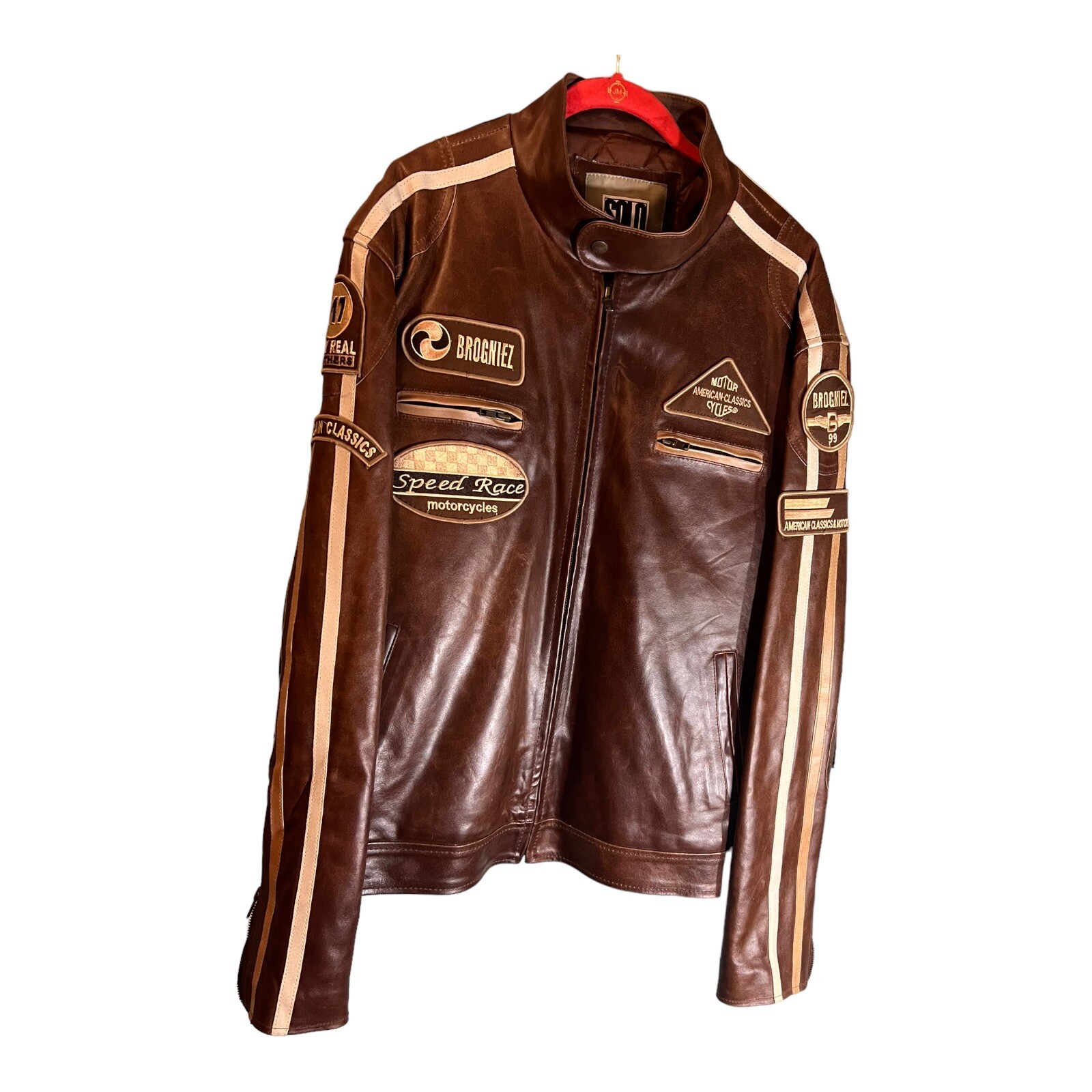 Brown Motorcycle Leather Jacket - SOLO NY BRAND - Gem