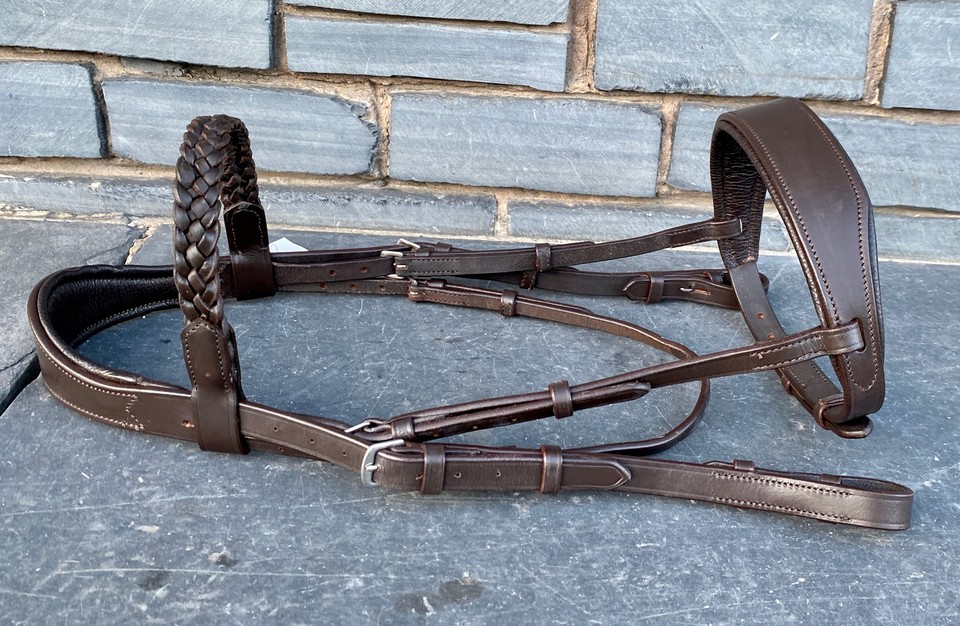 Wide Padded Chunky Hunter Bridle with Plaited Reins & Browband | eBay UK