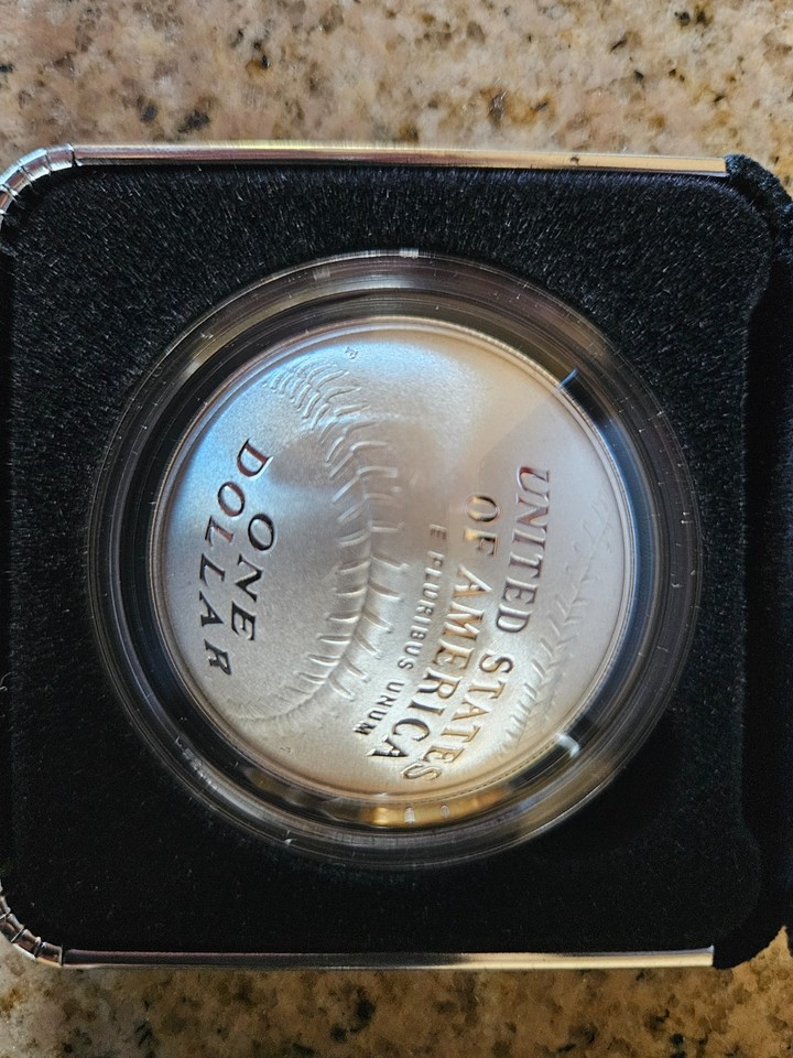 (1) 2014 P Baseball Hall of Fame $1 Silver Dollar Proof Commem Coin w ...