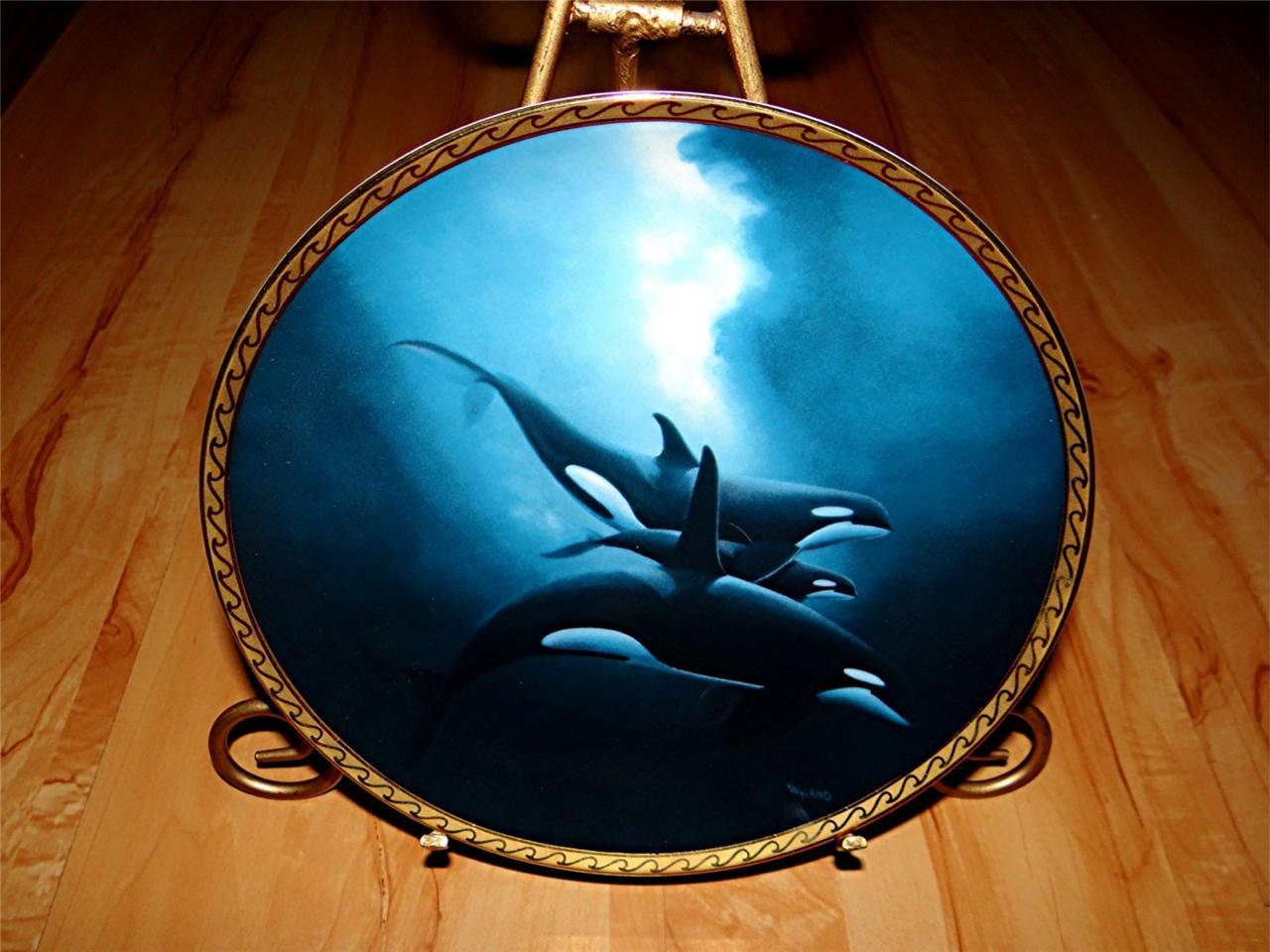 "Orca Trio" GREAT MAMMALS OF THE SEA Wyland The Hamilton WHALE PLATE | eBay