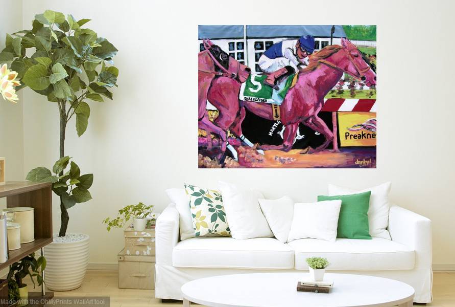 HORSE RACING Preakness Original Art MODERN PAINTING DAN BYL ...