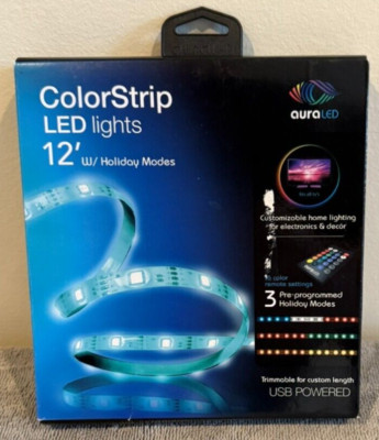 AuraLED ColorStrip Led lights 12’ w/Holiday Modes NEW | eBay