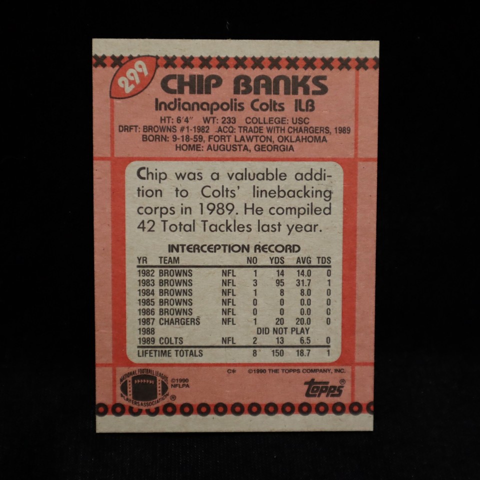 1990 Chip Banks Indianapolis Colts Topps #299 | eBay