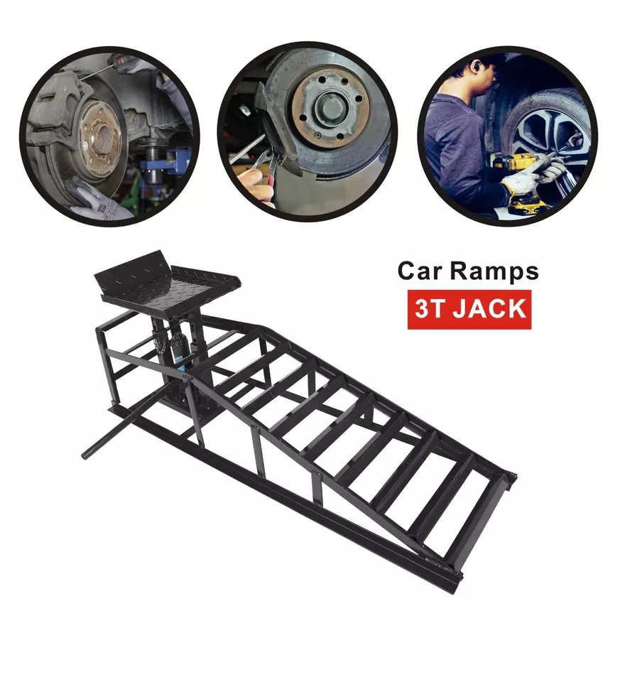 Portable Car Lift Hydraulic Car Ramps 3T Low Profile Car Service Ramps ...
