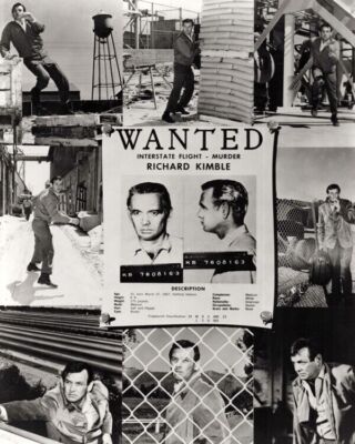The Fugitive TV David Janssen composite 8 scenes & Wanted poster 24x30 ...