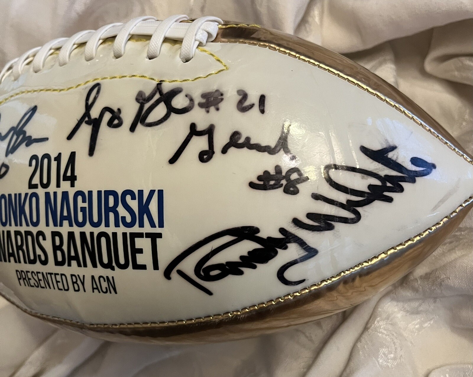 Hand Sharpie Signed Bronco Nagurski Awards Football Randy White Landon ...