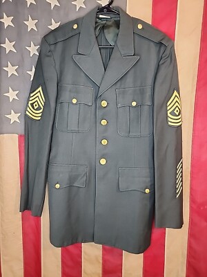 Size Pictured Serge 100% Wool Class A Jacket Army Dress Green Uniform ...