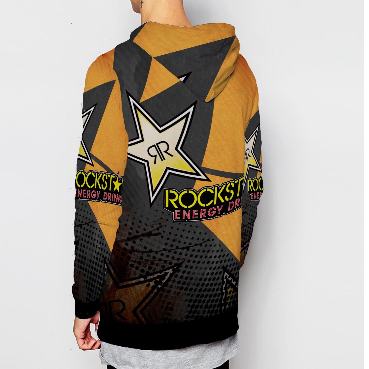New Hoodie Rockstar Energy Drink Hoodie Pullover Fullprint Polyester | eBay