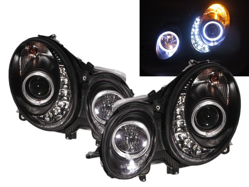 E-CLASS W211 MK3 02-06 Guide LED Angel-Eye Headlight BK for Mercedes ...