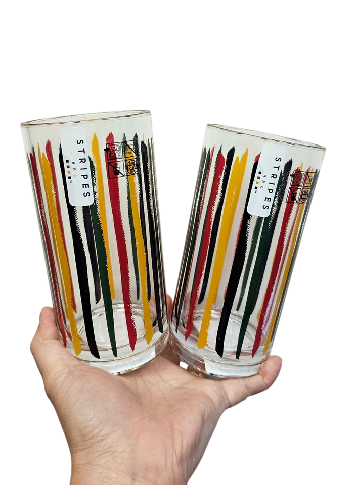 NEW 2 Hudson's Bay HBC Stripes Multistripe Acrylic Patio Glass 520ml | eBay