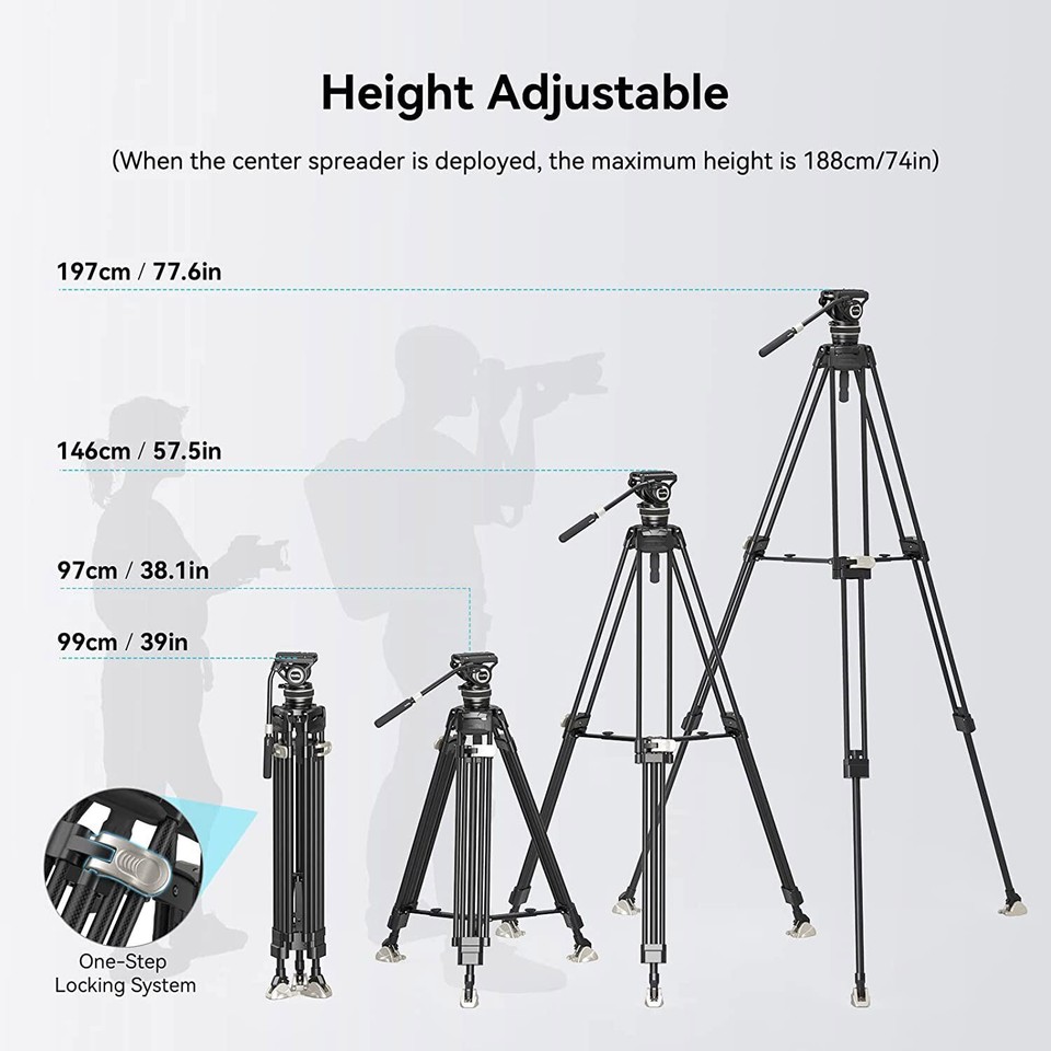 SmallRig AD-100 78" Video Tripod W/ One-Step Locking,Carbon Fiber ...