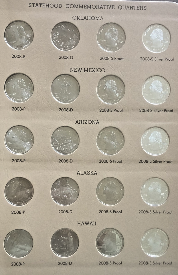 Washington Statehood Quarter Collection Complete BU-Proof, 200 Coins in ...