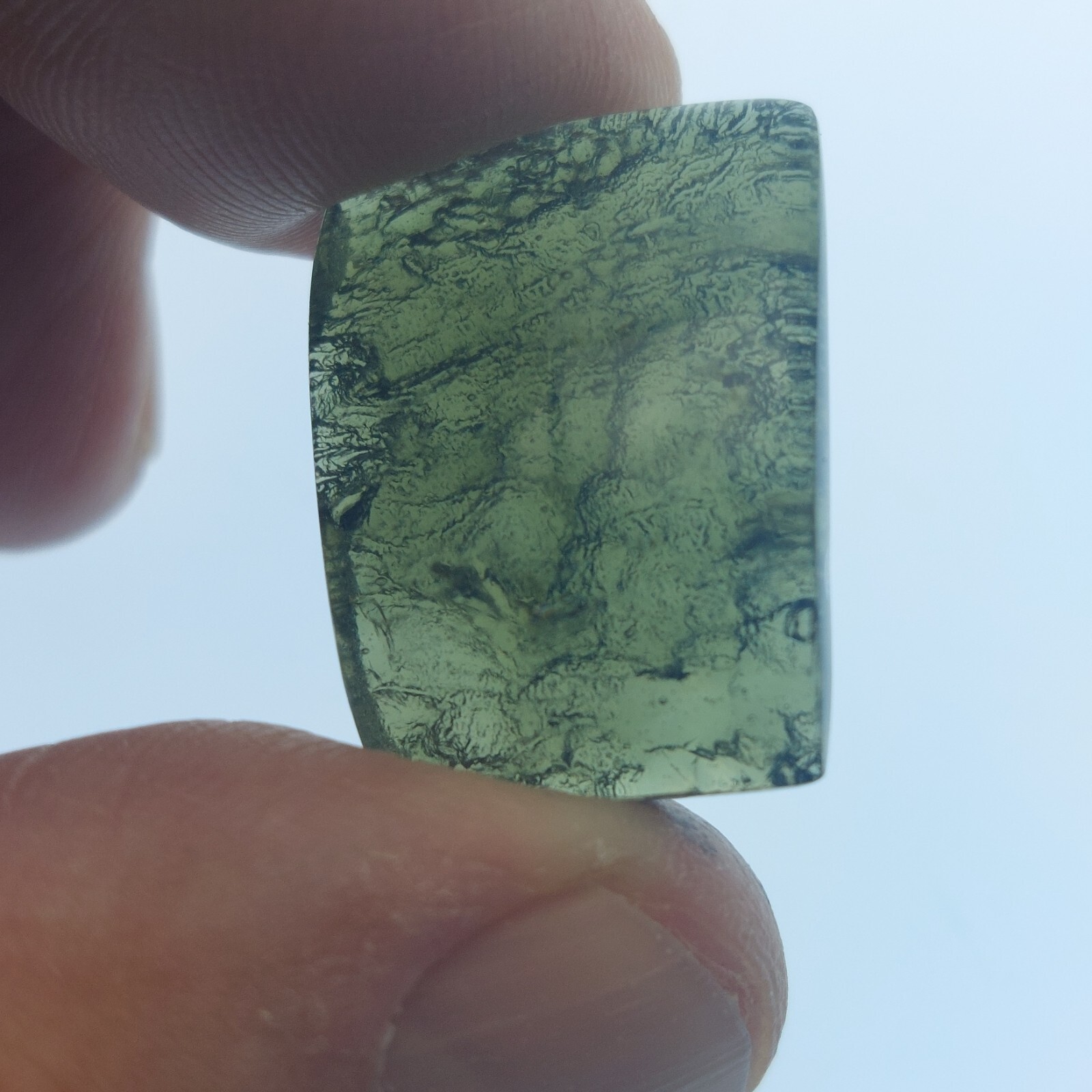 Moldavite Cabochon Polished/Raw Sides 3.77gr/18.85ct Certificate of ...