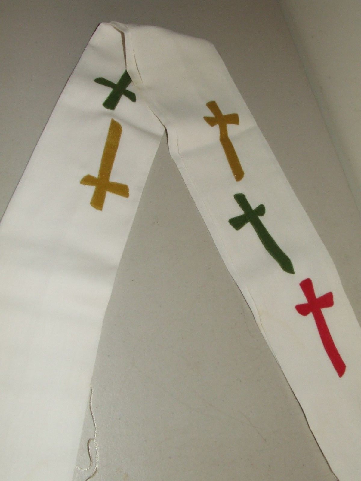 Vintage Franciscan Monastery Priest's White Vestment Sash with Colorful ...