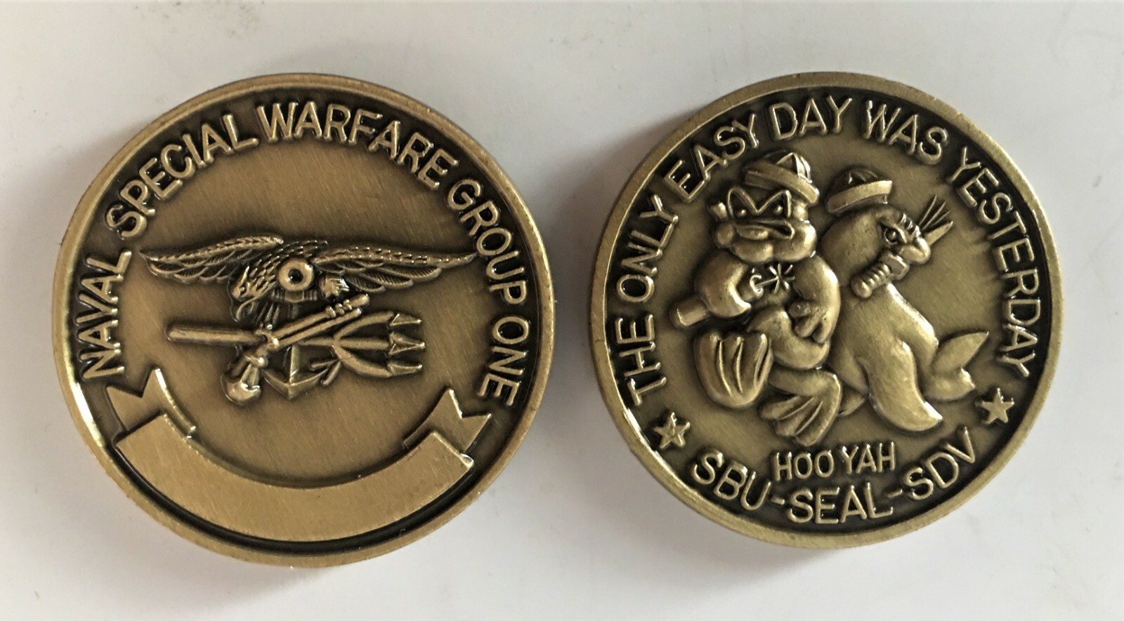 Navy SEAL Special Warfare Group ONE NSWG1 Vintage Challenge Coin HOOYAH ...