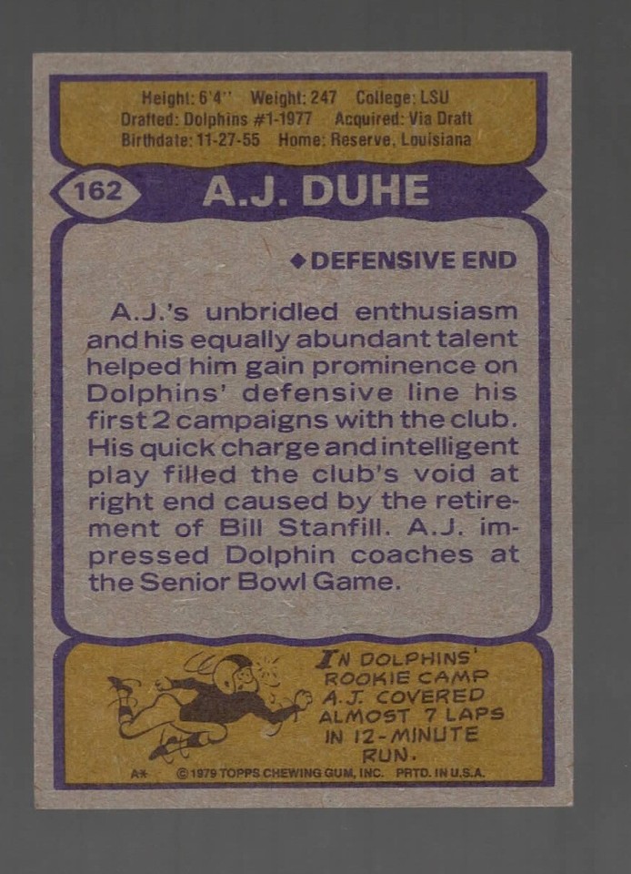 1979 Topps #162 A.J. Duhe Excellent | eBay