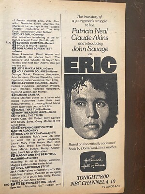 Eric, John Savage, Patricia Neal, Claude Akins, Vintage TV Guide Ad | eBay