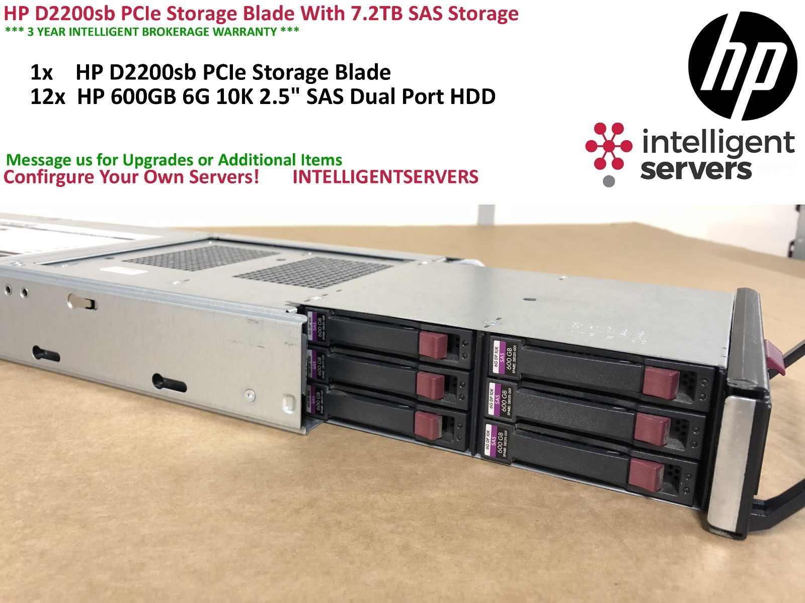 Lame de stockage HP D2200sb PCIe avec stockage SAS 7,2 To 10K 6G ...