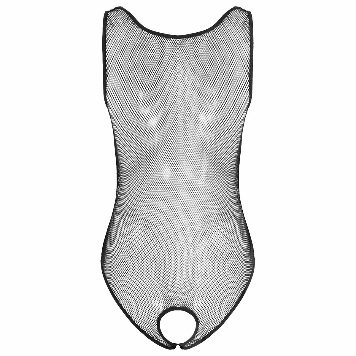 Männer Body Fischnetz Stringbody Transparent Schritt offen Bodysuit ...