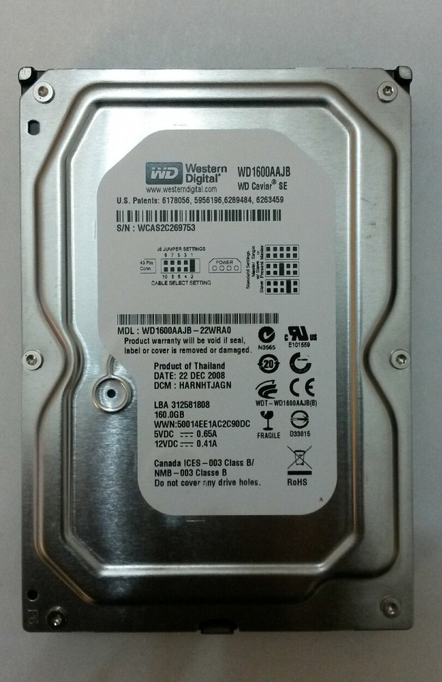 BOARD ONLY WD WD1600AAJB-22WRA0 IDE PCB:2060-701563-000 REV.A DCM ...