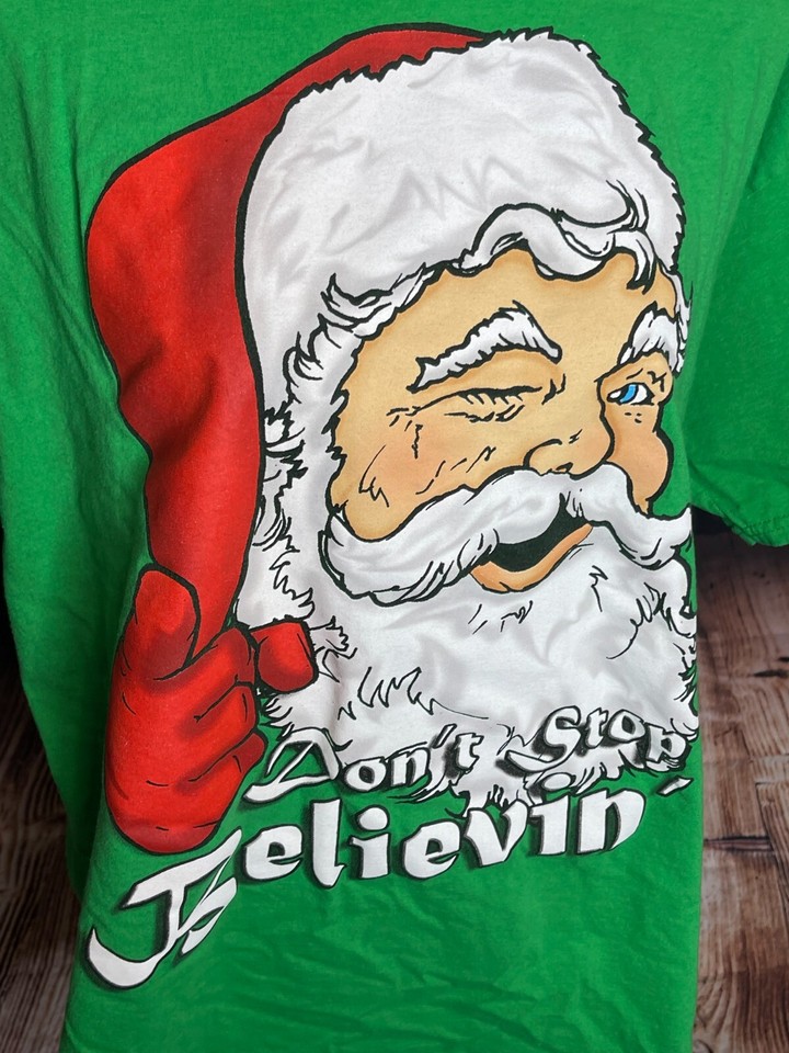 Dec 25th brand Christmas T-shirt Santa Claus Don't Stop Believin tee ...