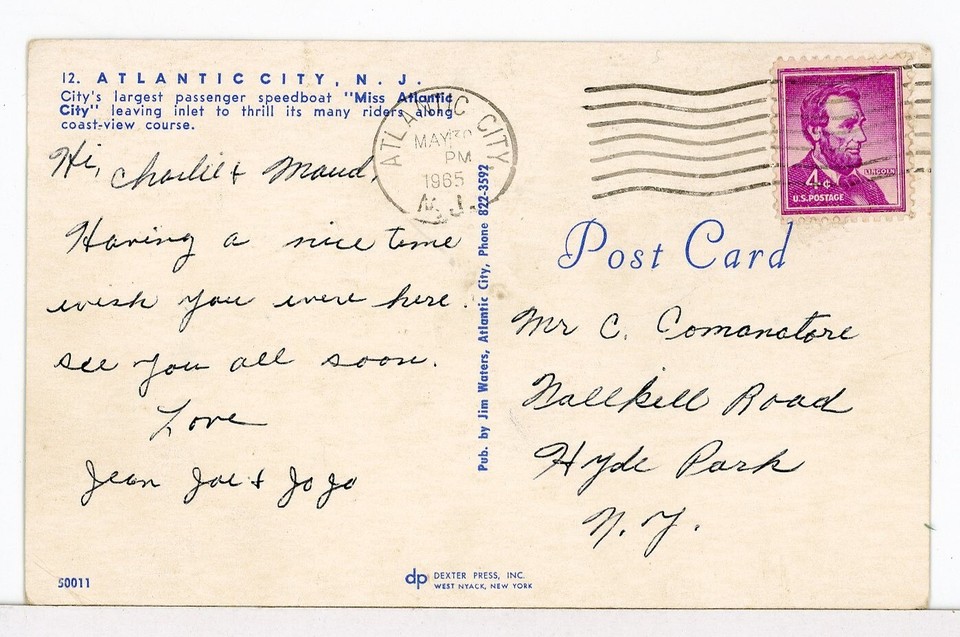 1965 Atlantic City's Fastest Speedboat MISS ATLANTIC CITY Underway Boat ...