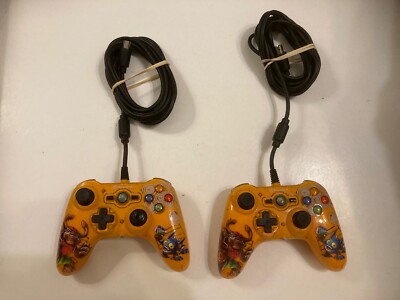Lot: 2 PowerA Skylanders Mini Orange Wired Xbox 360 controllers, for ...
