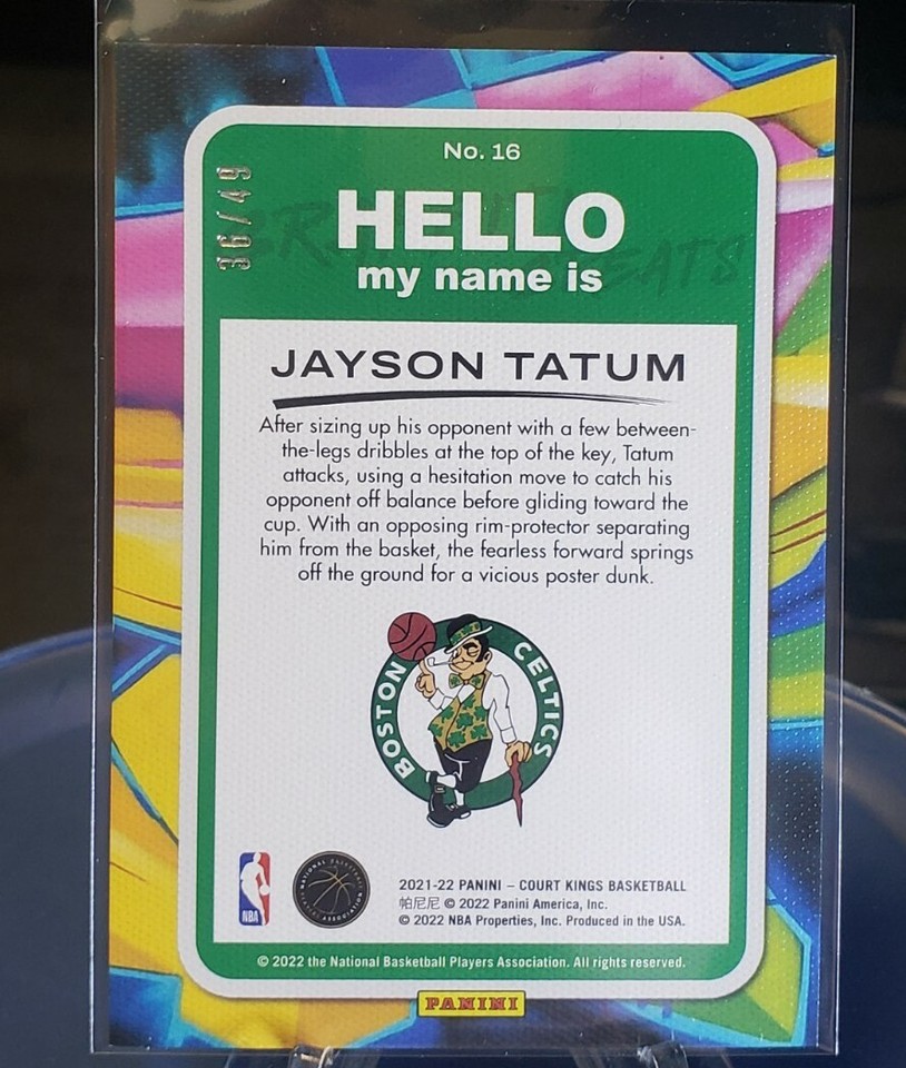 2021-22 Panini Court Kings JAYSON TATUM Graffiti Greats Purple Parallel ...