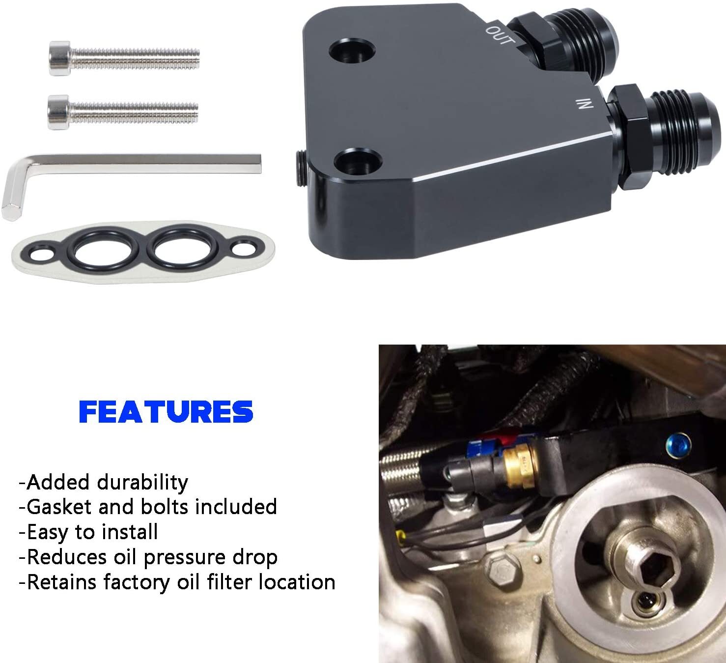 Oil Cooler Adapter Block Kit For Corvette C5 C6 C7 4.8L 5.3L 6.0L GM LS ...