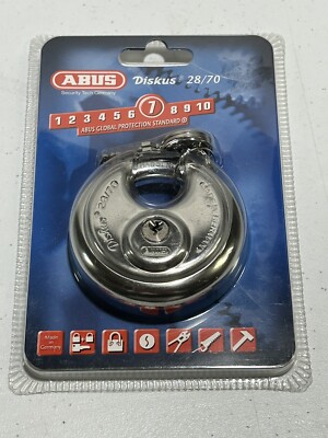 ABUS 28/70 Buffo C 1998 Stainless Steel Diskus Round Padlock Made in ...