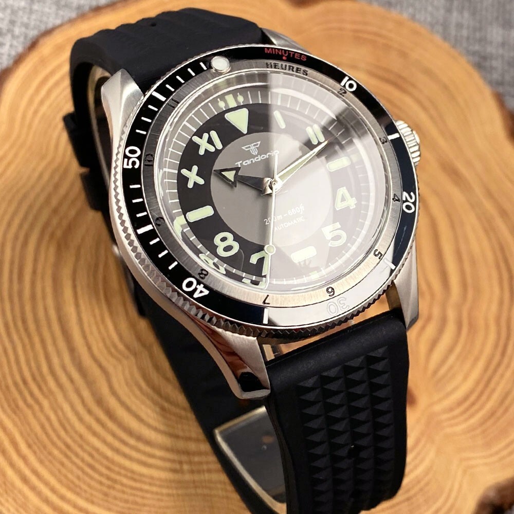 Tandorio 40mm Double Dome Sapphire Glass Black Gray Dial NH35 Move Mens ...