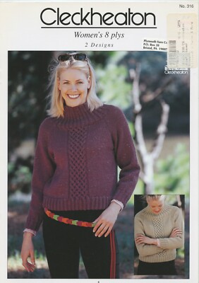 Cleckheaton Knitting Pattern Leaflet 316 - 8ply Cardigan, Scarf ...