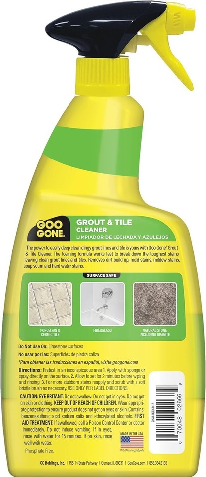 Goo Gone Grout and Tile Cleaner - 28 Ounce - Removes Tough Stains Dirt ...