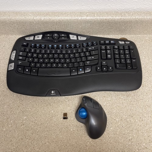 Logitech Wave K350 Wireless Ergonomic Keyboard w/ Receiver + M570 Mouse ...