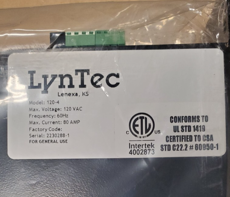 LynTec NPAC-120-4 NPAC Rack-Mount Panel Power Automation w/Four 120V ...