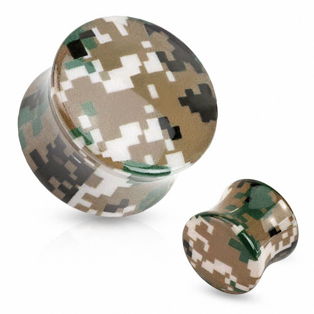 Ear Plug Acrylique Camo Camouflage Pixelated Brown | eBay Australia
