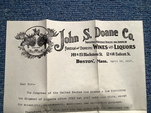 1917 GRAPHIC ELK LETTERHEAD+IMPORTANT NARRATIVEon JOHN DOANE WINES&LIQUOR LETTER | eBay