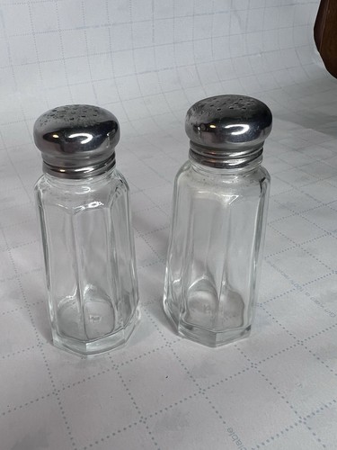 Vintage Retro Salt & Pepper Shaker Clear Glass Hexagon Bottom | eBay