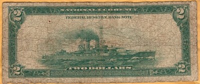 nice looking Battleship $2 Series 1918 Boston Federal Reserve Bank Note ...