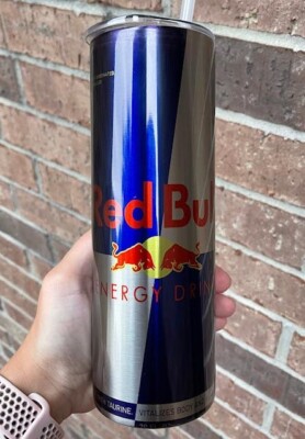 SILVER CHROME RED BULL ENERGY DRINK 20 OZ STAINLESS STEEL TUMBLER CUP ...