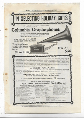 COLUMBIA GRAPHOPHONES TYPE AY Vocal Records 1904 MUNSEY'S MAGAZINE ...