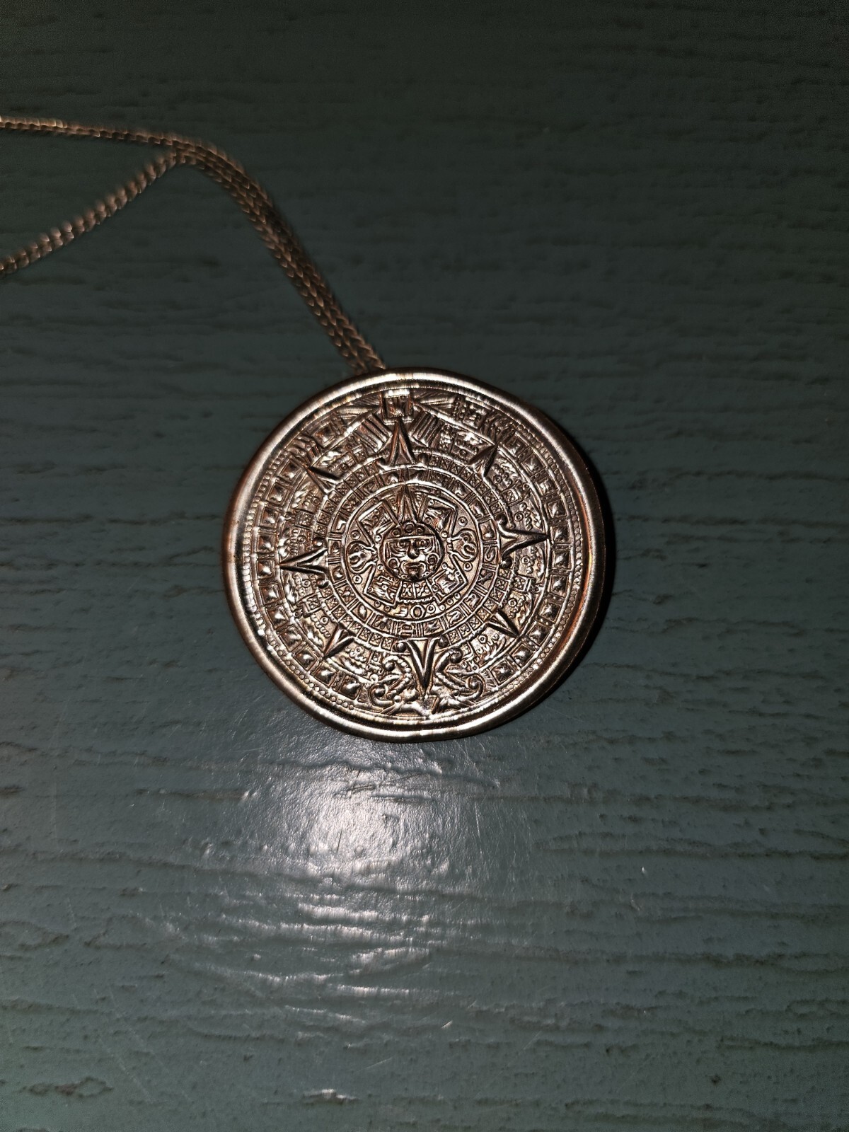 Vintage Mayan Sun Calander Pendant W/Chain-Also PinBa… - Gem