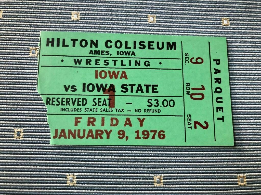 1976 Iowa Hawkeyes Iowa State Wrestling Ticket Stub Campbell Smith ...